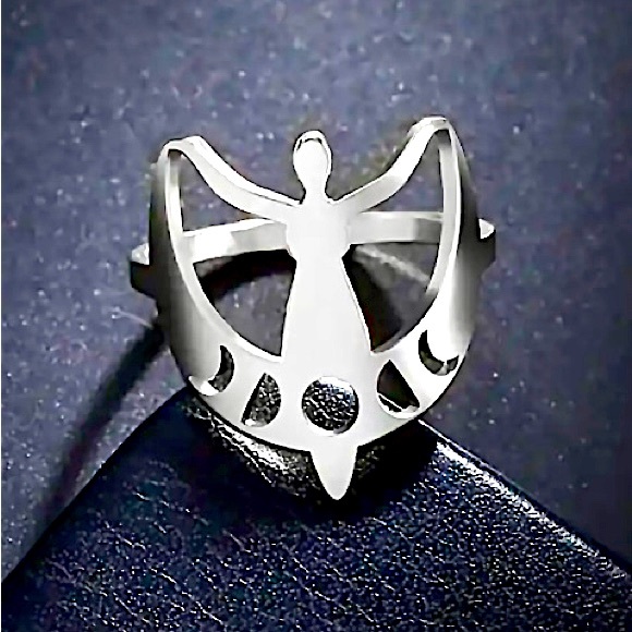 Jewelry | Moon Goddess Ring New Wiccan Jewelry Silver Woman Boho Goth Spirit Deity Protect ...